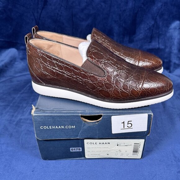 Cole Haan | Shoes | Cole Haan Ga Slipon Loafer Brn Vintage Croc Prt ...